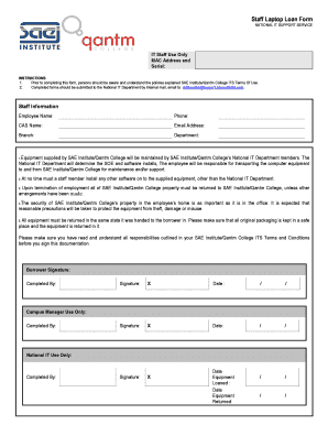 Fillable Online Staff Laptop Loan Form - SAE Fax Email Print - pdfFiller