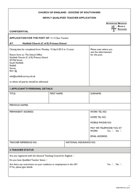 Fillable Online Application Form - NQT - Eteach Fax Email Print - pdfFiller