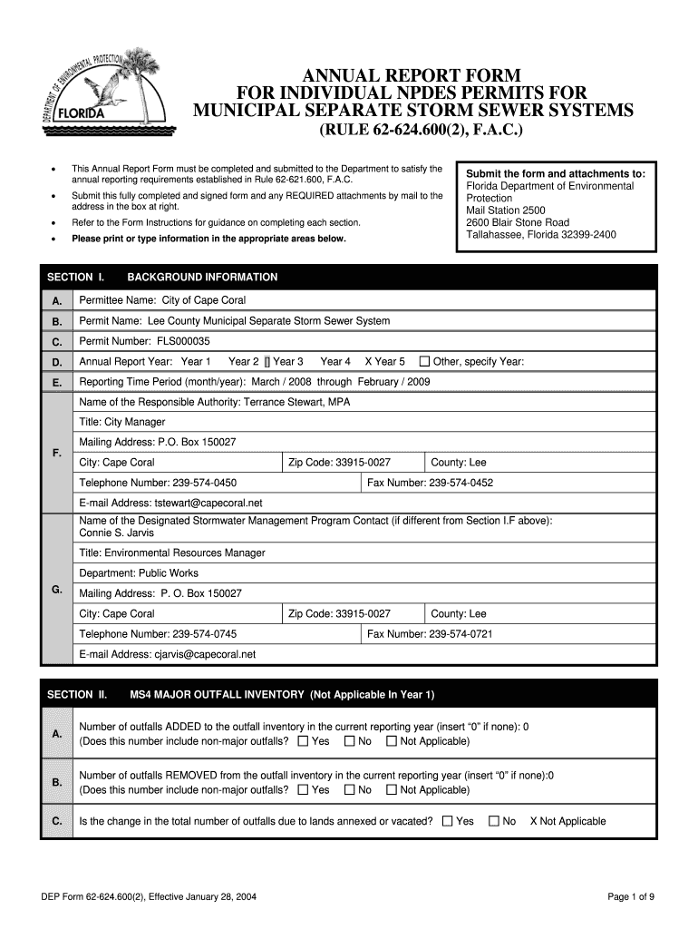 Fillable Online Annual Report for Individual NPDES Permits for ...