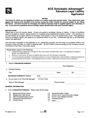 Fillable Online ACE Scholastic Advantage Application Warrants PF26694 ...