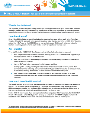 Fillable Online HECS-HELP Benefit for early childhood education ...