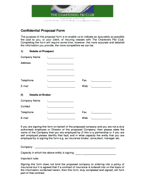 Fillable Online Charterers P and I Prop Form - Maritime Sun Fax Email ...