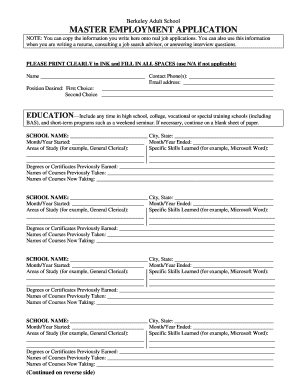 Fillable Online Master Application - BOSS Fax Email Print - pdfFiller