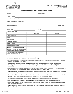 Fillable Online Volunteer Driver Form - Sutherland Athletics Fax Email ...