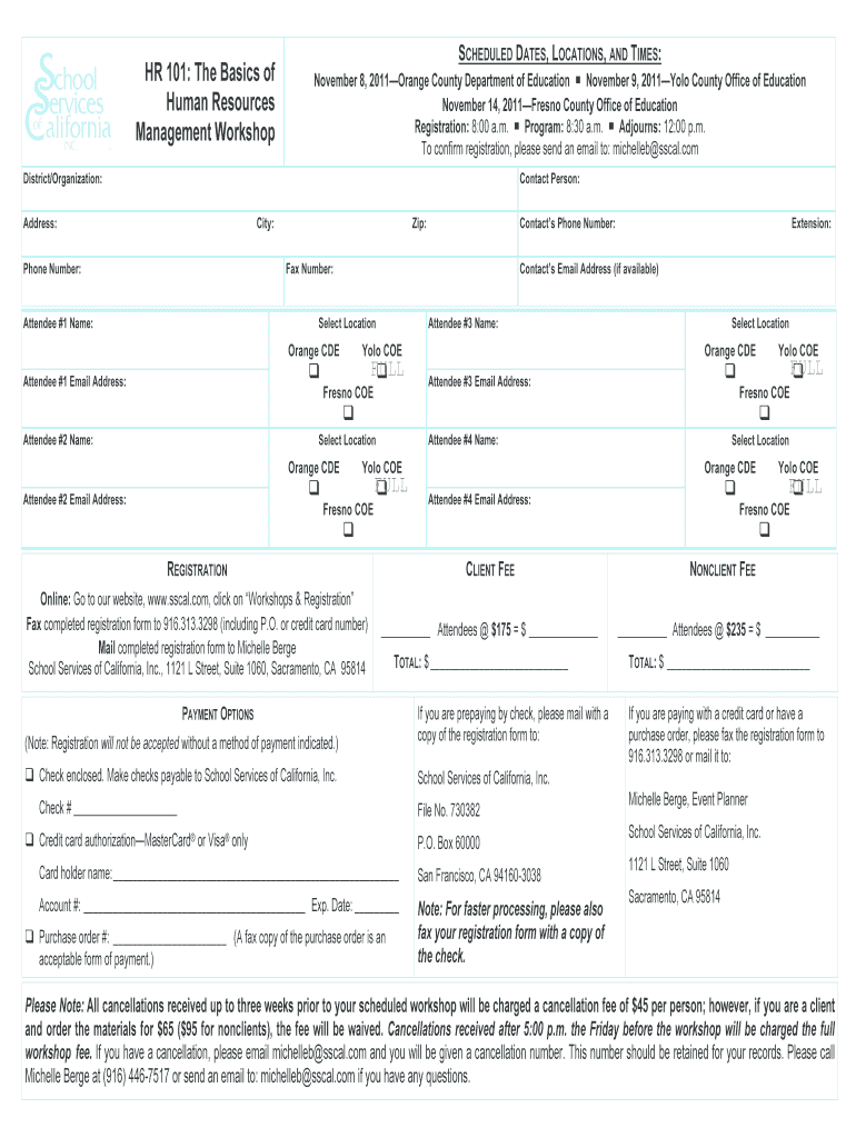 Fillable Online HR 101 Workshop Registration Fax Email Print - pdfFiller