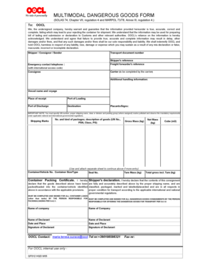 Fillable Online MULTIMODAL DANGEROUS GOODS FORM (SOLAS 74, Chapter VII, regulation 4 and MARPOL ...