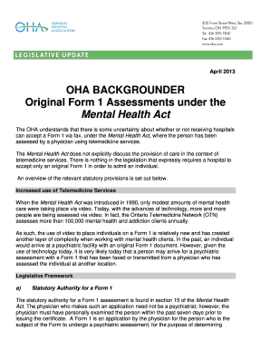 Fillable Online OHA BACKGROUNDER Original Form 1 Assessments under the ...
