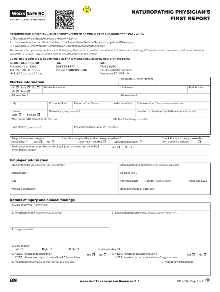 Fillable Online Naturopathic Physician’s First Report Fax Email Print ...