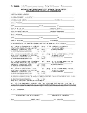 Fillable Online Application for Certificate of Occupancy.doc Fax Email ...
