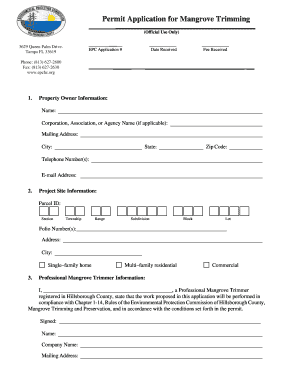 Fillable Online Mangrove Trimming Application - EPC of Hillsborough County Fax Email Print ...