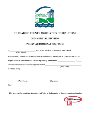 Fillable Online Proxy Authorization Form - St. Charles County Association of ... Fax Email Print ...