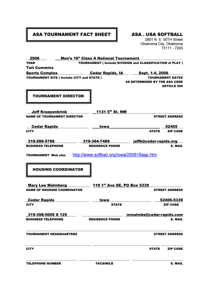 Fillable Online Men’s 16” Class A National Tournament Fax Email Print ...