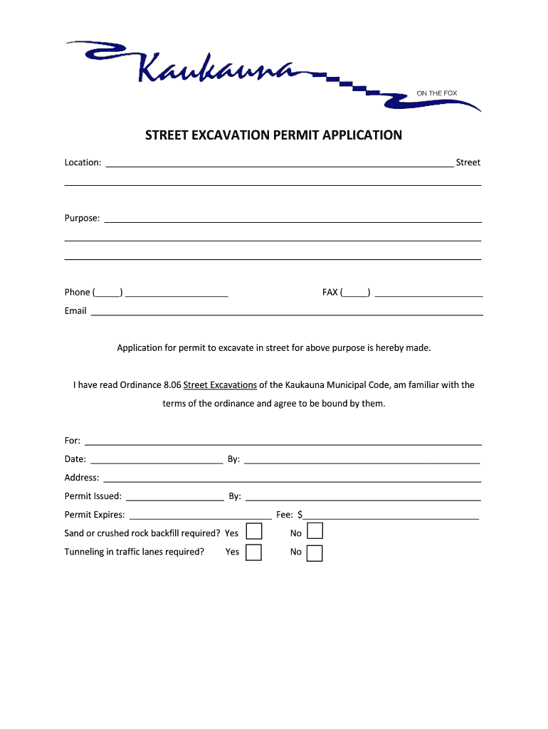 Fillable Online Street Excavation Permit Application Fax Email Print ...