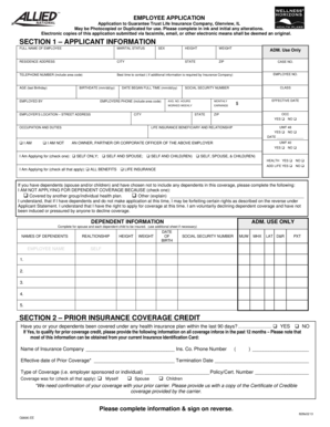 Fillable Online GTL - Employee Application - Allied National Companies ...