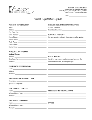 Fillable Online Patient Registration Update Fax Email Print - pdfFiller