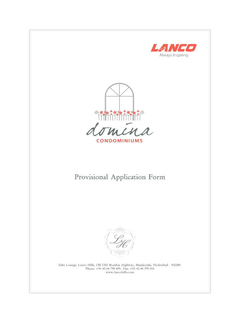 Fillable Online Application for Provisional Allotment of an Apartment Fax Email Print - pdfFiller