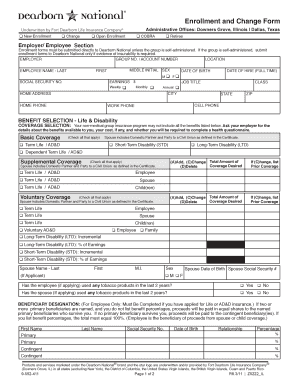 Fillable Online Enrollment and Change Form Administrative Offices ...
