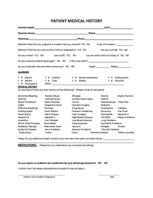 Fillable Online Patient Medical History Form Fax Email Print - pdfFiller