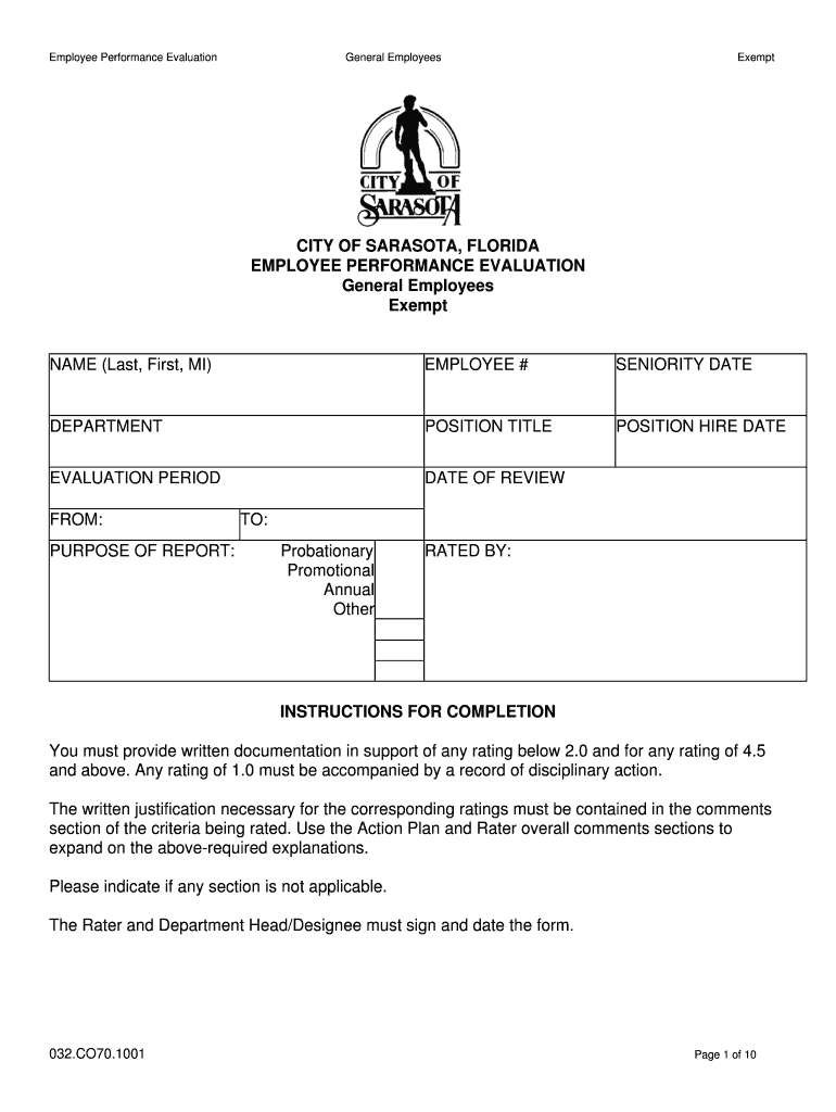 Fillable Online Employee Performance Evaluation General Employees ...
