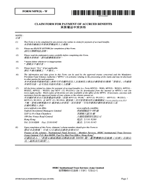 Fillable Online FORM MPF(S) - W CLAIM FORM FOR PAYMENT OF ACCRUED ...