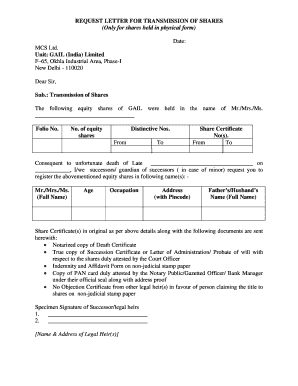 Fillable Online Request letter- transmission of sharesdocx Fax Email ...