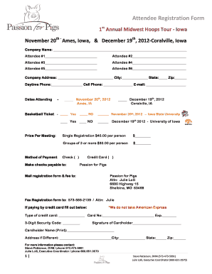 Fillable Online Attendee Registration Form - Constant Contact Fax Email Print - pdfFiller