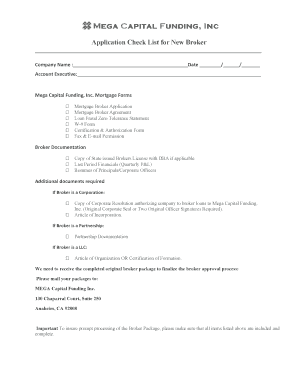 Fillable Online Application Check List for New Broker - Constant ...