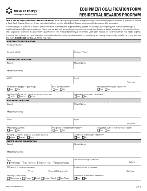 Fillable Online EQUIPMENT QUALIFICATION FORM ... - Focus on Energy Fax ...
