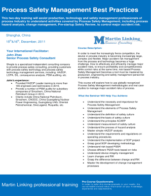 Fillable Online Process Safety Management Best Practices Fax Email ...