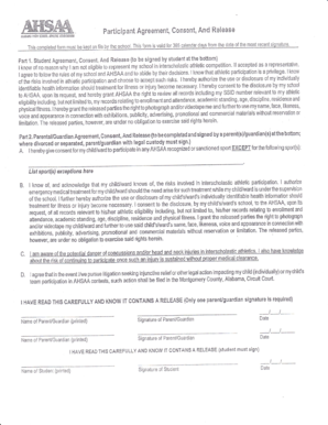 Fillable Online AHSAA Release Form - Cottagehillrunners.com Fax Email ...