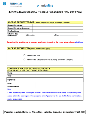 Fillable Online Please fax completed forms to: Union Gas Unionline ...