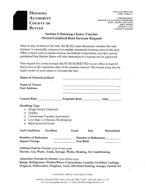 Fillable Online For Landlords - Rent Increase Request Form - Housing and ... Fax Email Print ...