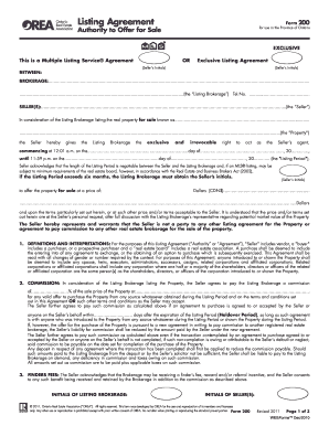 Fillable Online Standard Listing Agreement Form - Windsor Real Estate ...