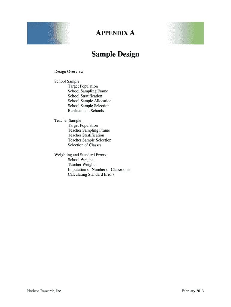 Fillable Online Appendix A: Sample Design - Horizon Research, Inc. Fax ...