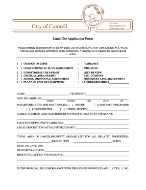 Fillable Online Land Use Application Form - City of Connell Fax Email ...