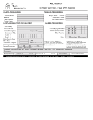 Fillable Online Field data record form - Air Quality Laboratories, Inc ...