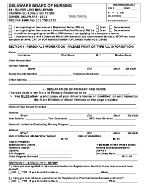 Fillable Online Nursing Application ENDORSEMENT FY2007 - NBN Group Fax ...