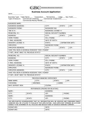 Fillable Online Business Account Application - Georgia Banking Company ...