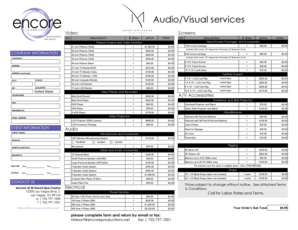 Fillable Online AUDIO/VISUAL SERVICES order form Fax Email Print ...