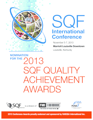 Fillable Online sqf quality achievement award form Fax Email Print ...