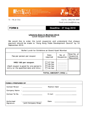 Fillable Online Lunch Coupon Order Form Fax Email Print - pdfFiller