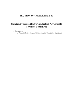 Fillable Online Standard Connection Agreements - Toronto Hydro Fax ...