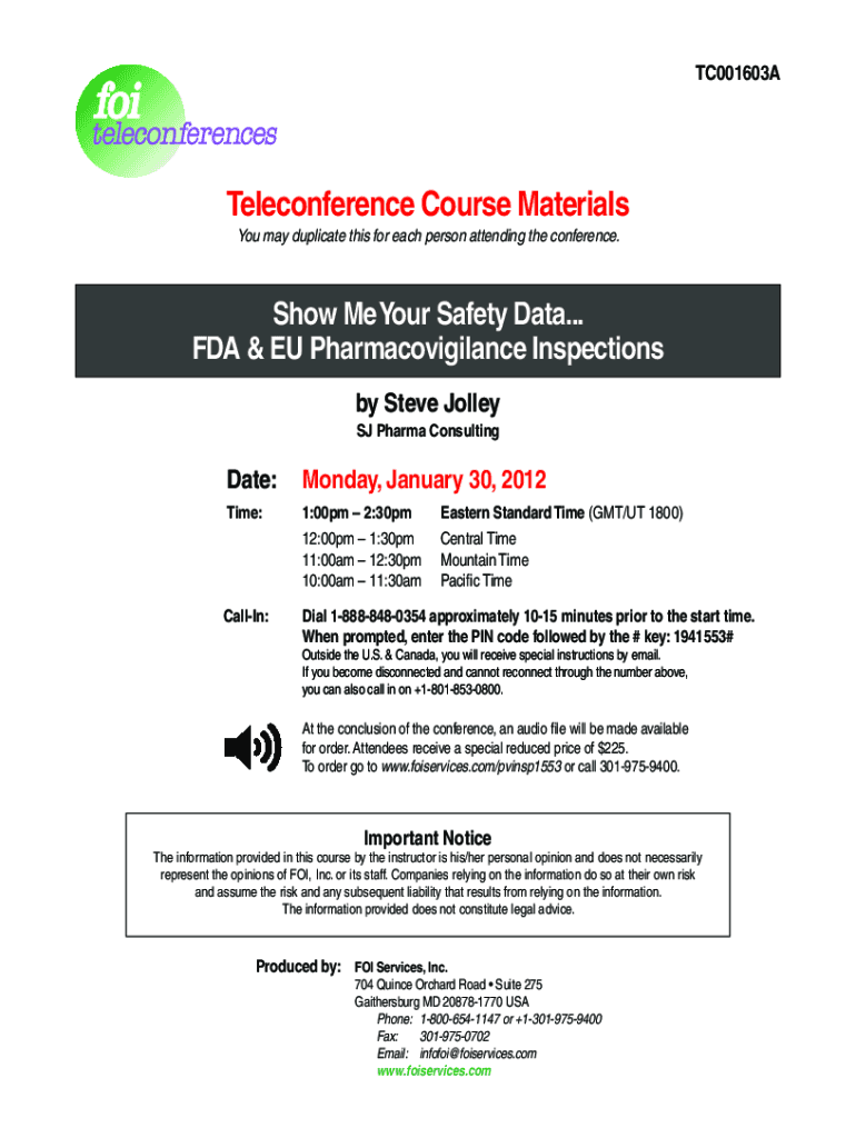 Fillable Online Teleconference Course Materials Fax Email Print - pdfFiller