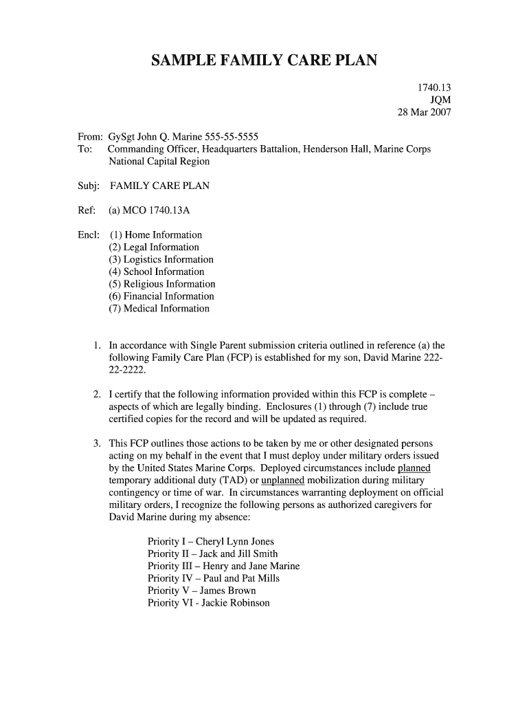 Fillable Online FAMILY CARE PLAN Fax Email Print - pdfFiller