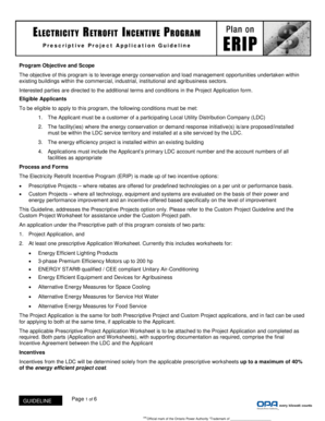 Fillable Online ERIP Prescriptive Project bApplicationb Guideline ...