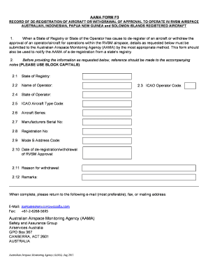 Fillable Online AAMA Form F3 record of withdrawal of approval - Airservices Australia Fax Email ...