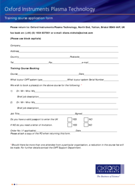Fillable Online Training Application Form - Oxford Instruments Fax ...