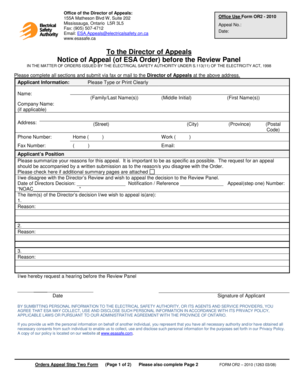Fillable Online Of ESA Order before the Review Panel - Electrical ...