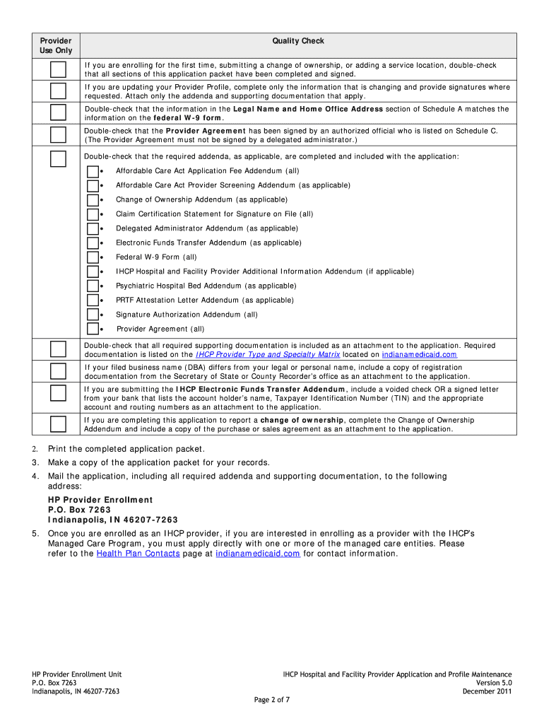 Fillable Online IHCP Hospital and Facility Provider Application and ...