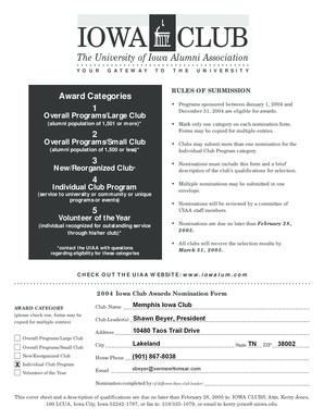 Fillable Online 2004 Iowa Club Individual Program Nomination.doc. 2002 ...